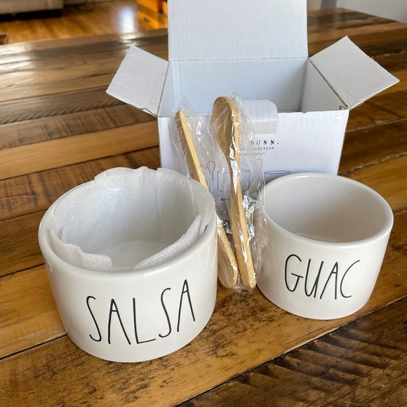 Rae Dunn | Kitchen | Rae Dunn Guac And Salsa Bowl Set Ceramic Bamboo ...